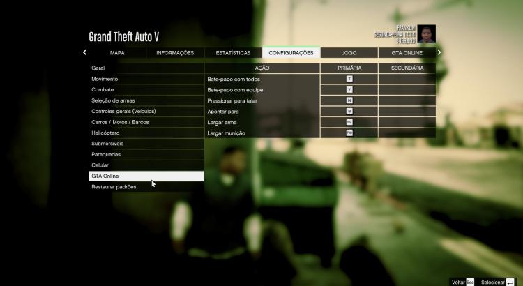 Comandos e controles do GTA V de PC