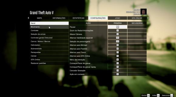 Comandos e controles do GTA V de PC - GTA 5
